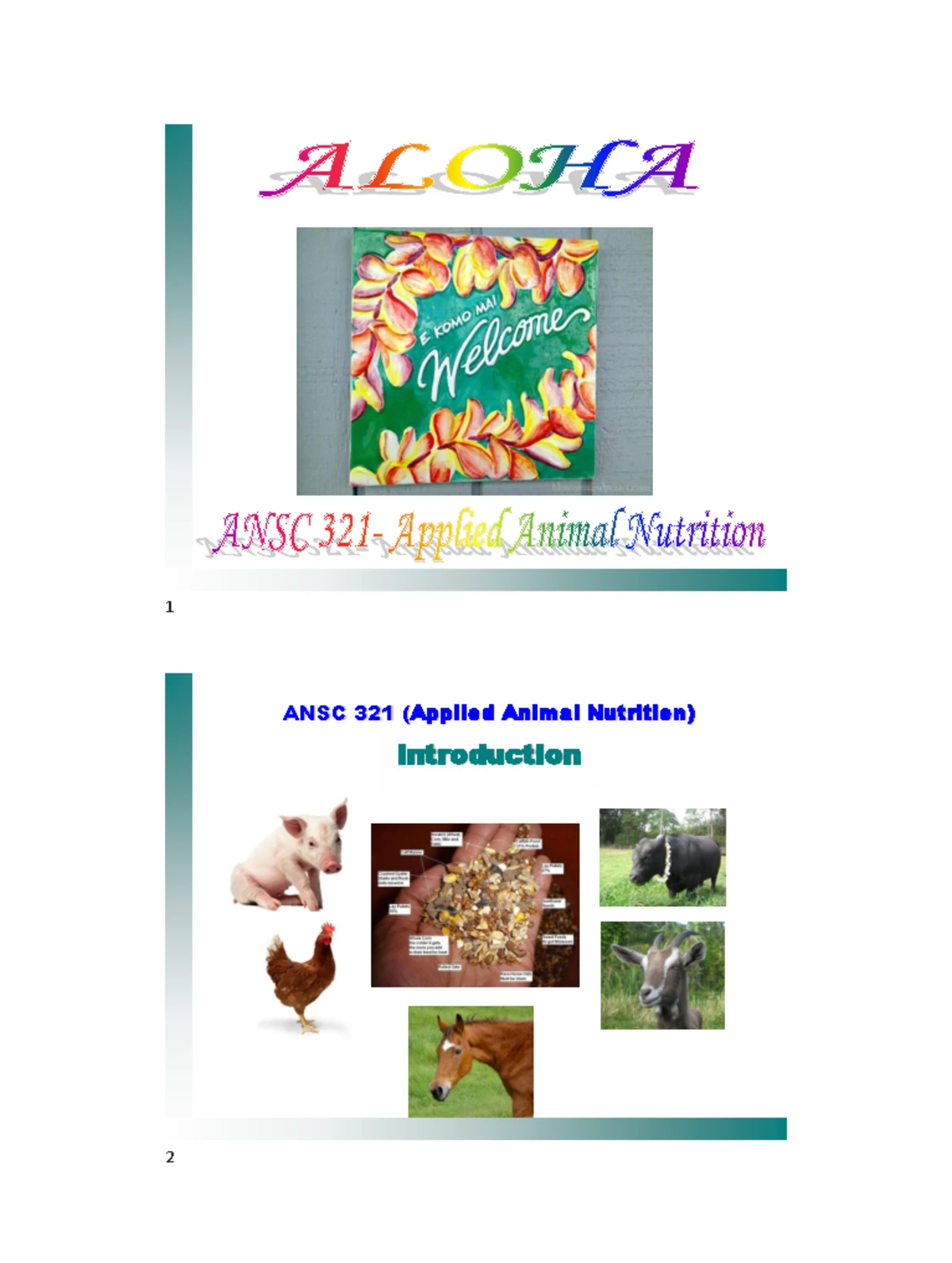 ANSC 321: Lectures 3-5 on Feedstuff Evaluation and Nutrient Analysis ...