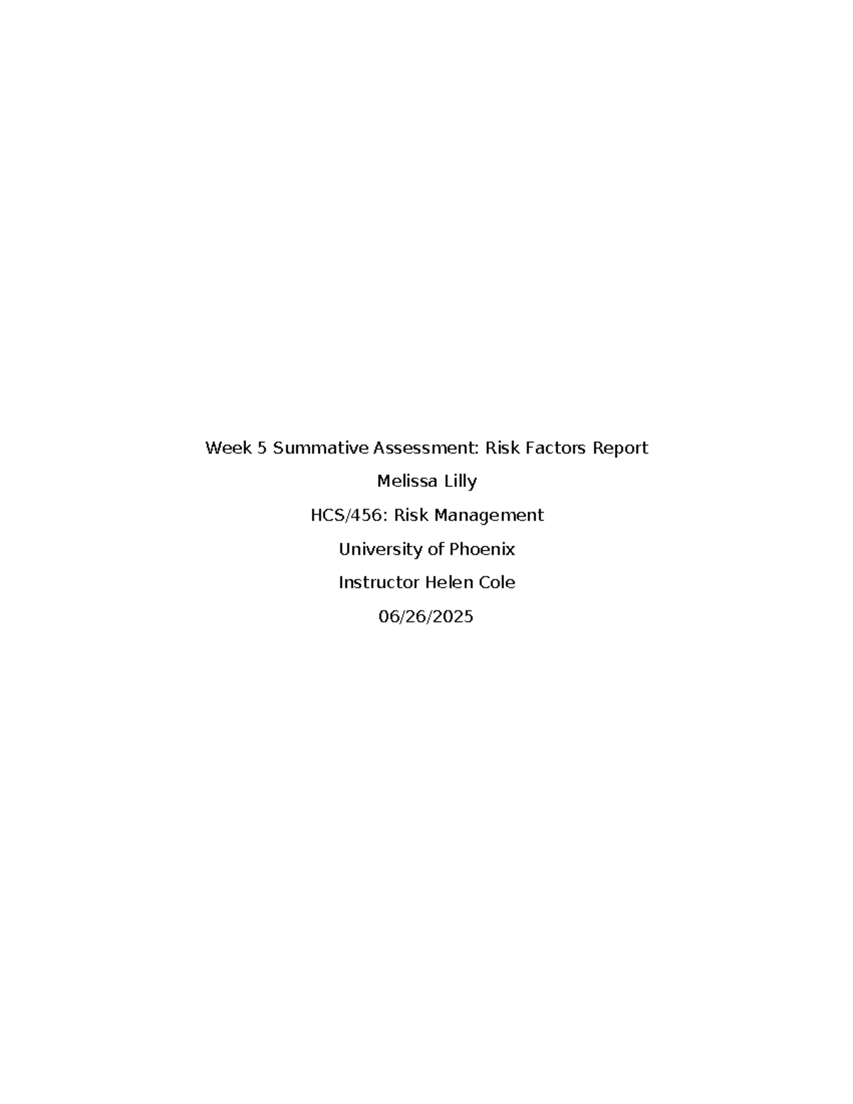 Week 5 Summative Assessment: Surgical Risk Factors Analysis - Studocu