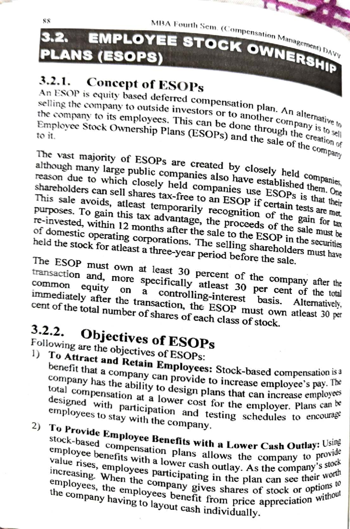 MBA 3.2: Employee Stock Ownership Plans (ESOPs) Overview and Objectives ...