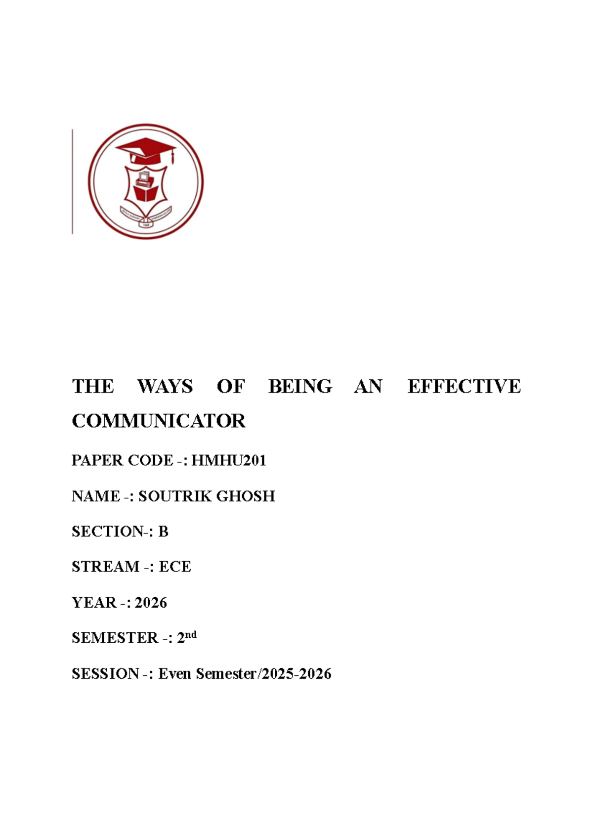Effective Communication Strategies - HMHU201 - ECE 2nd Sem - Studocu