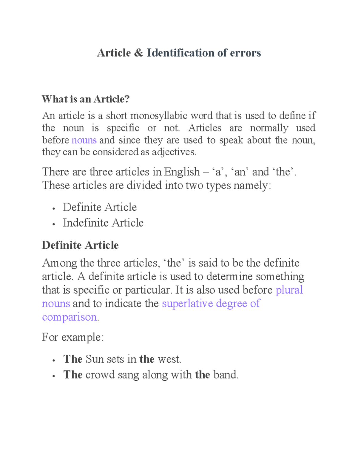 CE - uiklopi - Article & Identification of errors What is an Article ...