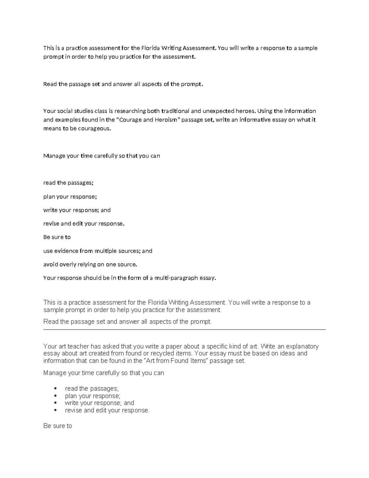 FSA TEST PREP Review - fsa prep notes - This is a practice assessment ...