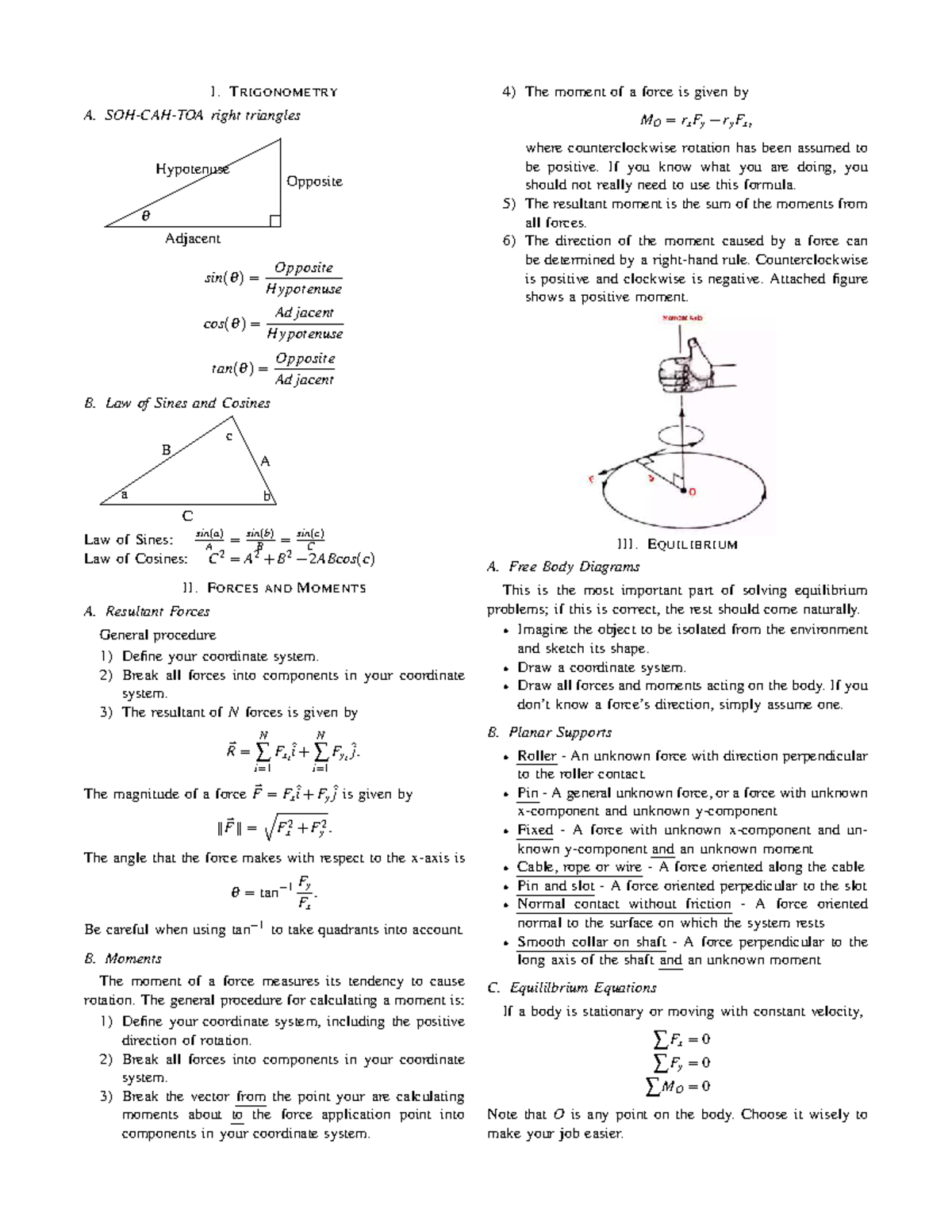 Physics Lecture Notes: Trigonometry, Forces & Equilibrium Concepts ...