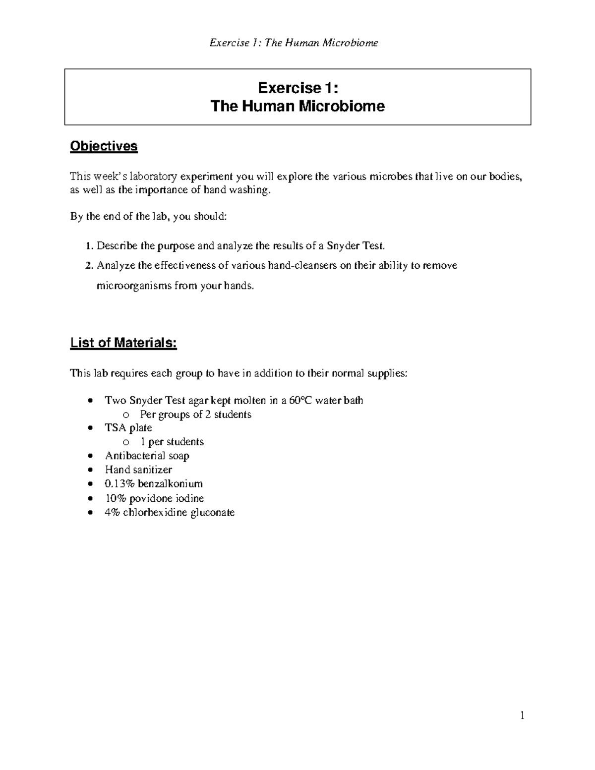UB Bio106 Lab Exercise 1: Exploring the Human Microbiome and Hand ...