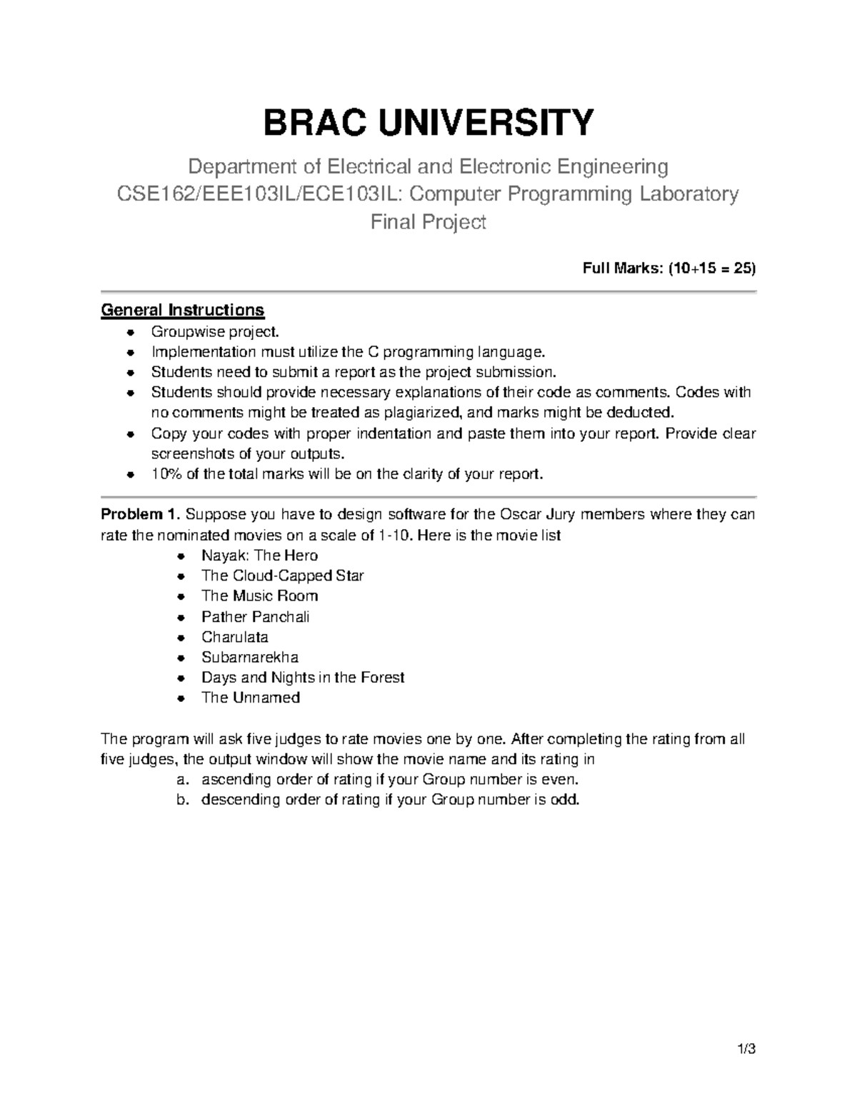EECE 202: Computer Programming Lab Final Project Report - Studocu