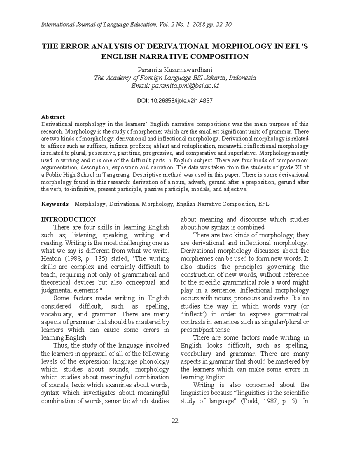 Error Analysis of Derivational Morphology in English Narrative ...