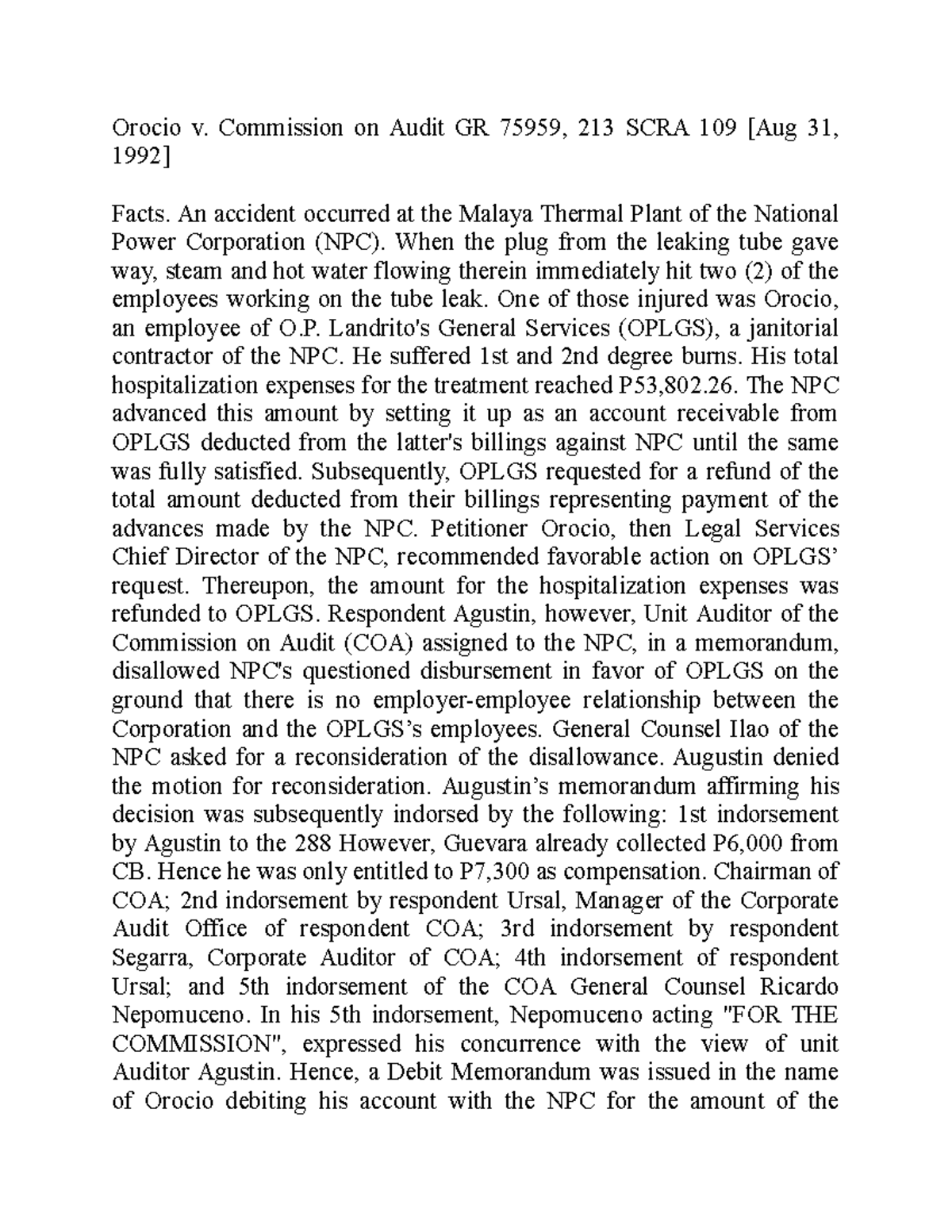 Orocio v. COA - Case Digest of GR 75959 and Its Legal Implications ...