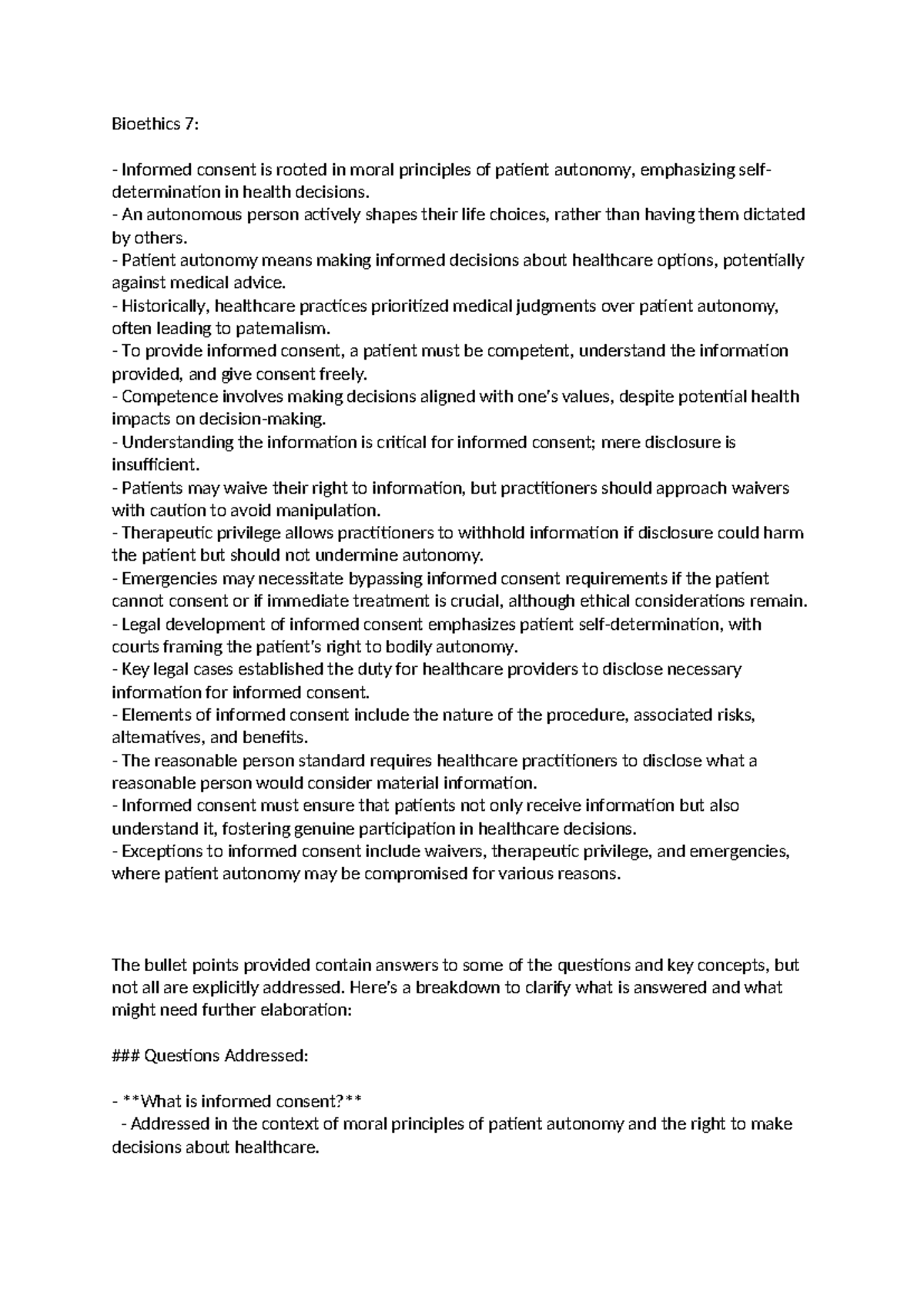 Bioethics 7 - Bioethics 7: Informed consent is rooted in moral ...