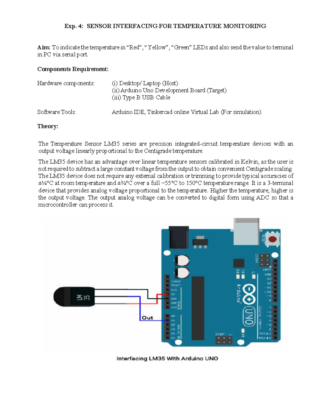 Exp 4 - Sensor Interfacing for Temperature Monitoring Using Arduino ...