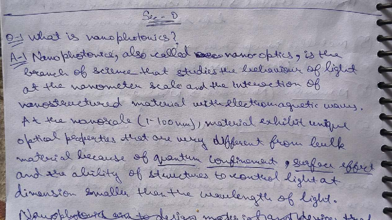 NANO Section D - Lecture Notes on Nanotechnology - Studocu