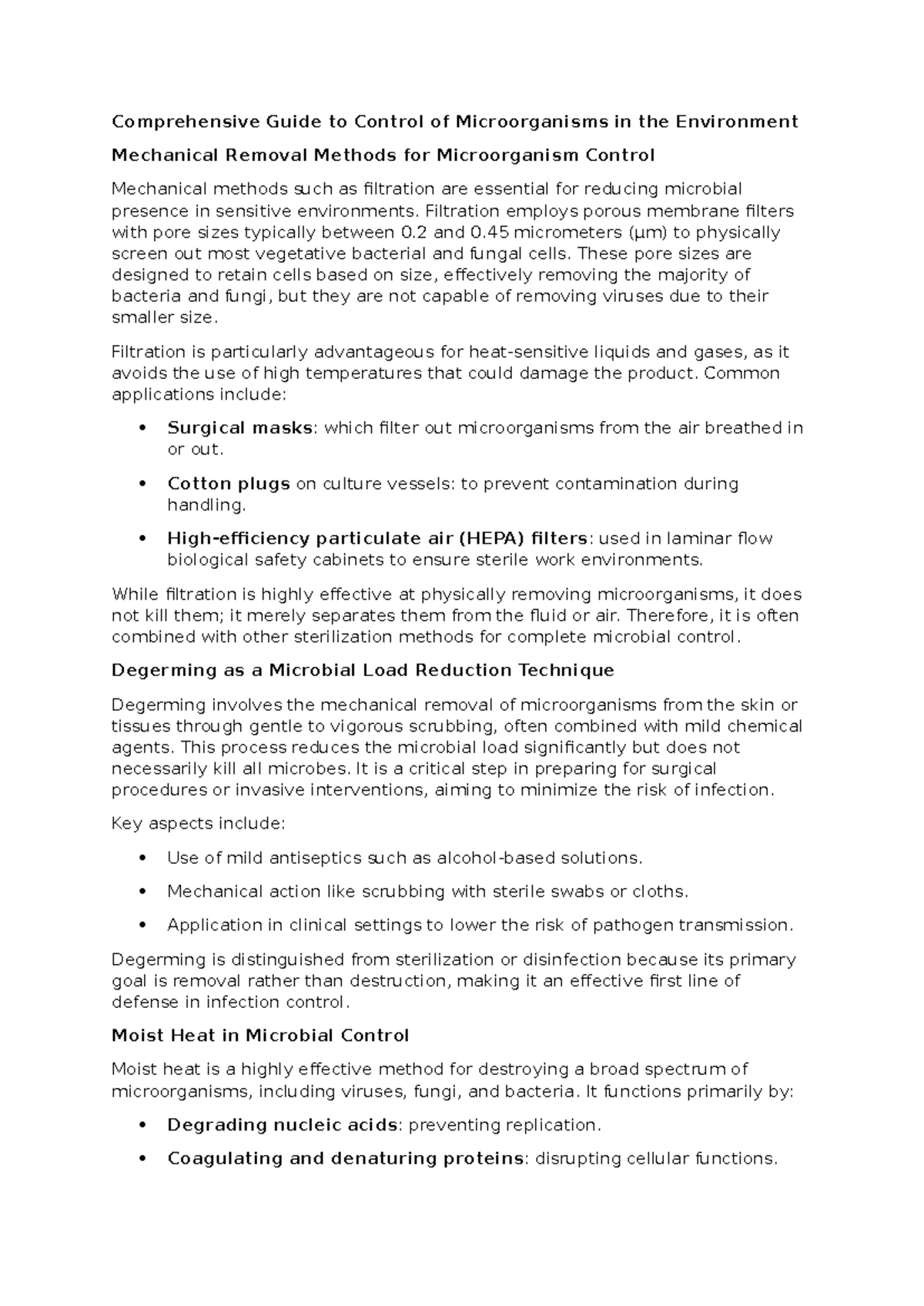 Comprehensive Overview of Microbial Control Methods - Chap 8 ...