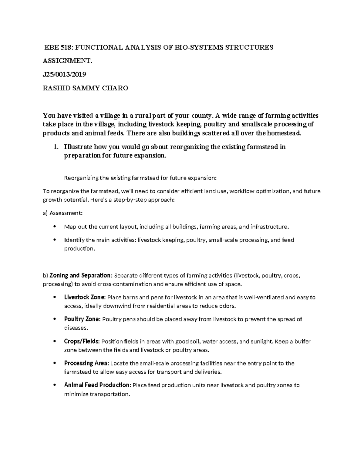 EBE 518 Assignment 1 - Reorganizing Bio-System Farmstead for Growth ...