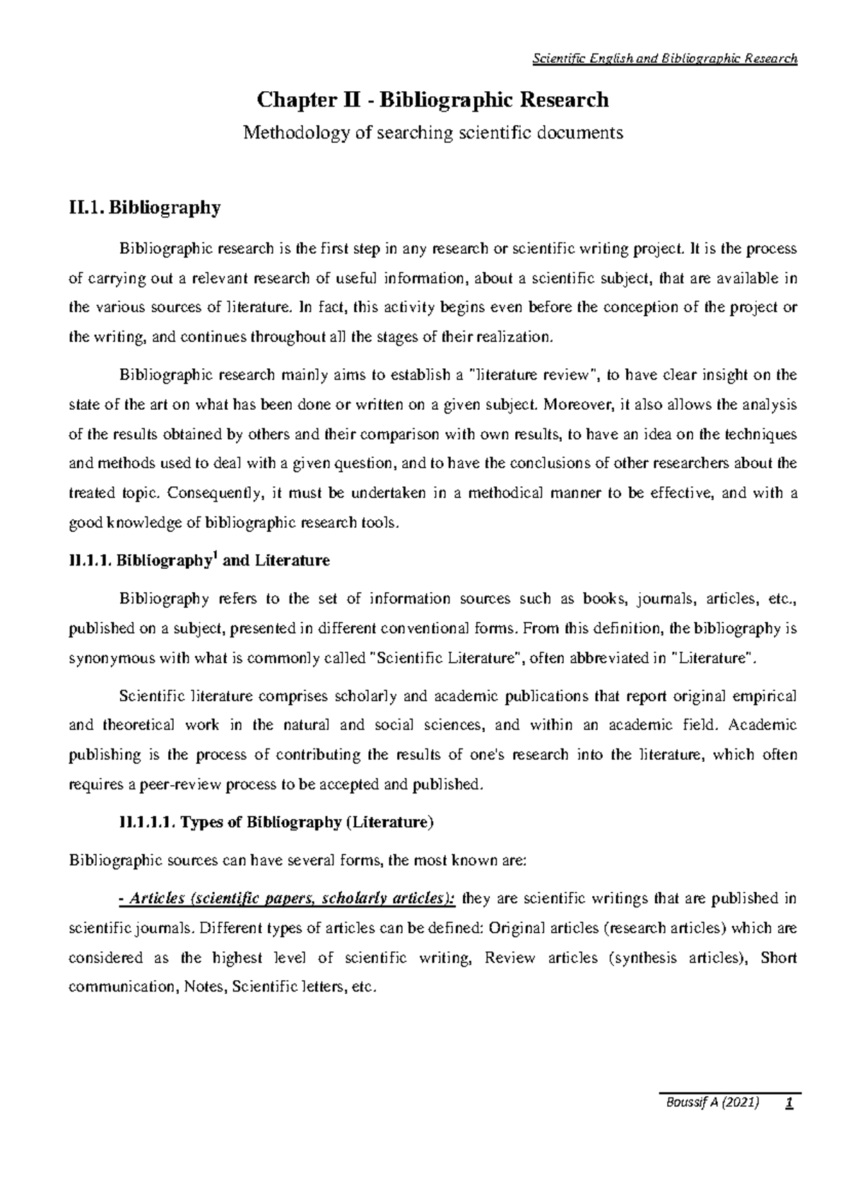Chapter II - Methodology of Bibliographic Research and Review - Studocu