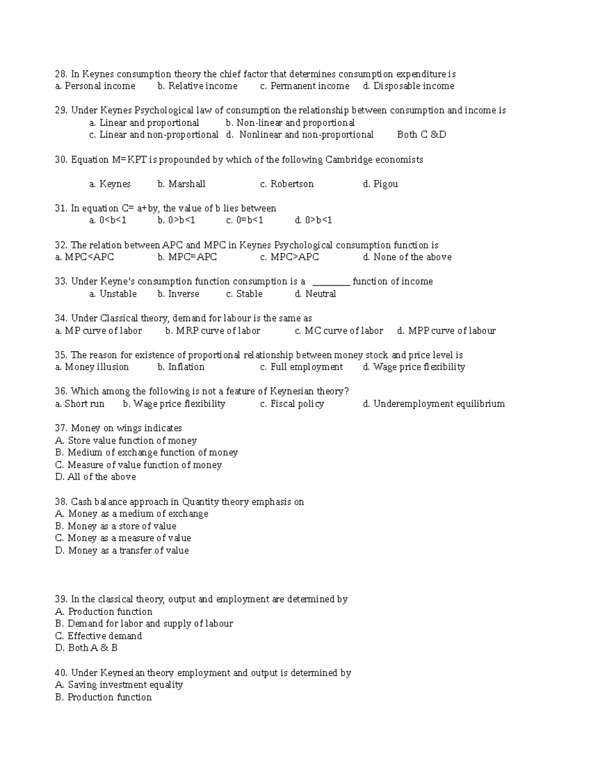 MCQ-4-Macro-Economics-1-Final Exam Review Questions - Studocu
