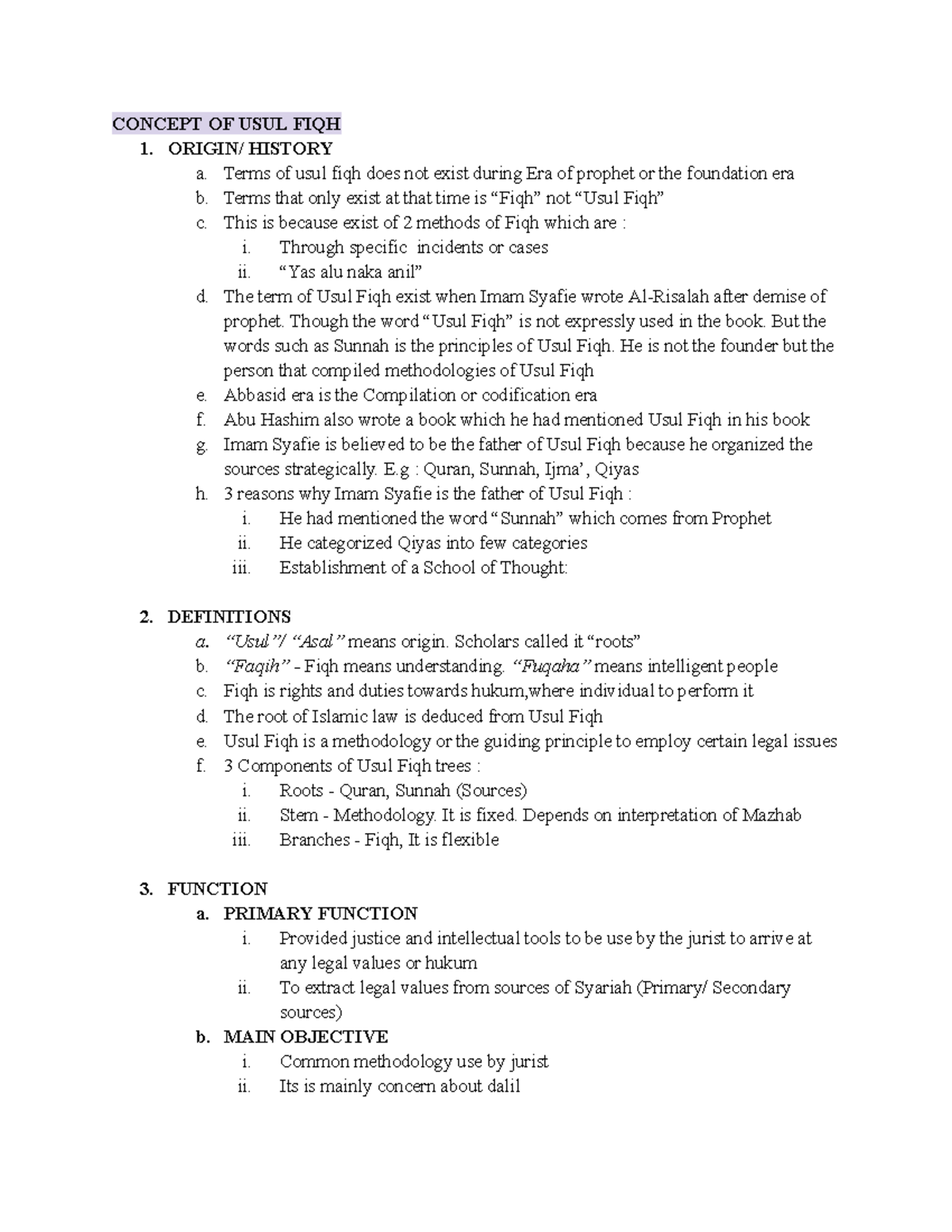 Usul Fiqh I Comprehensive Notes On Principles And Methodologies Studocu