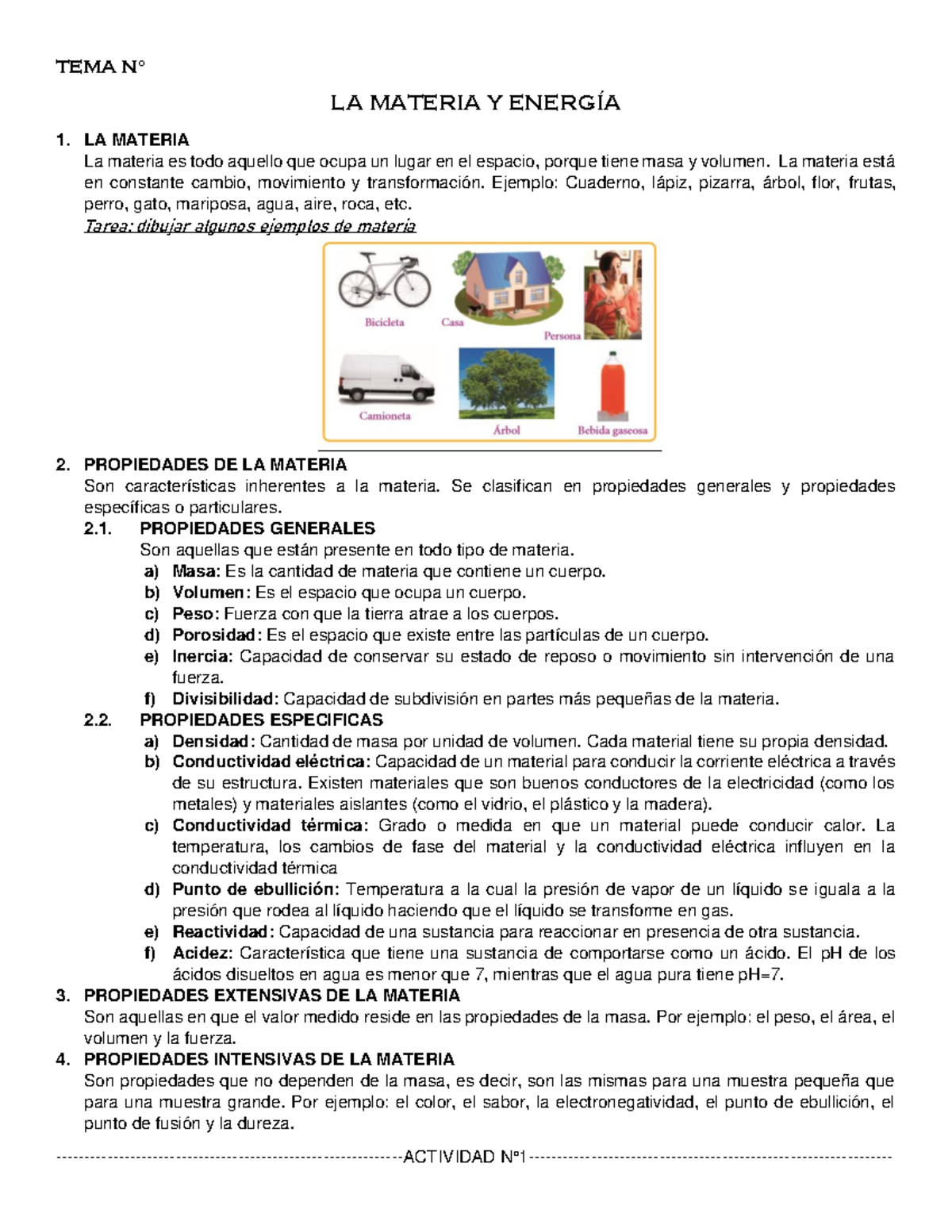 TEMA 1: La Materia y Energía - Propiedades y Estados de Agregación ...