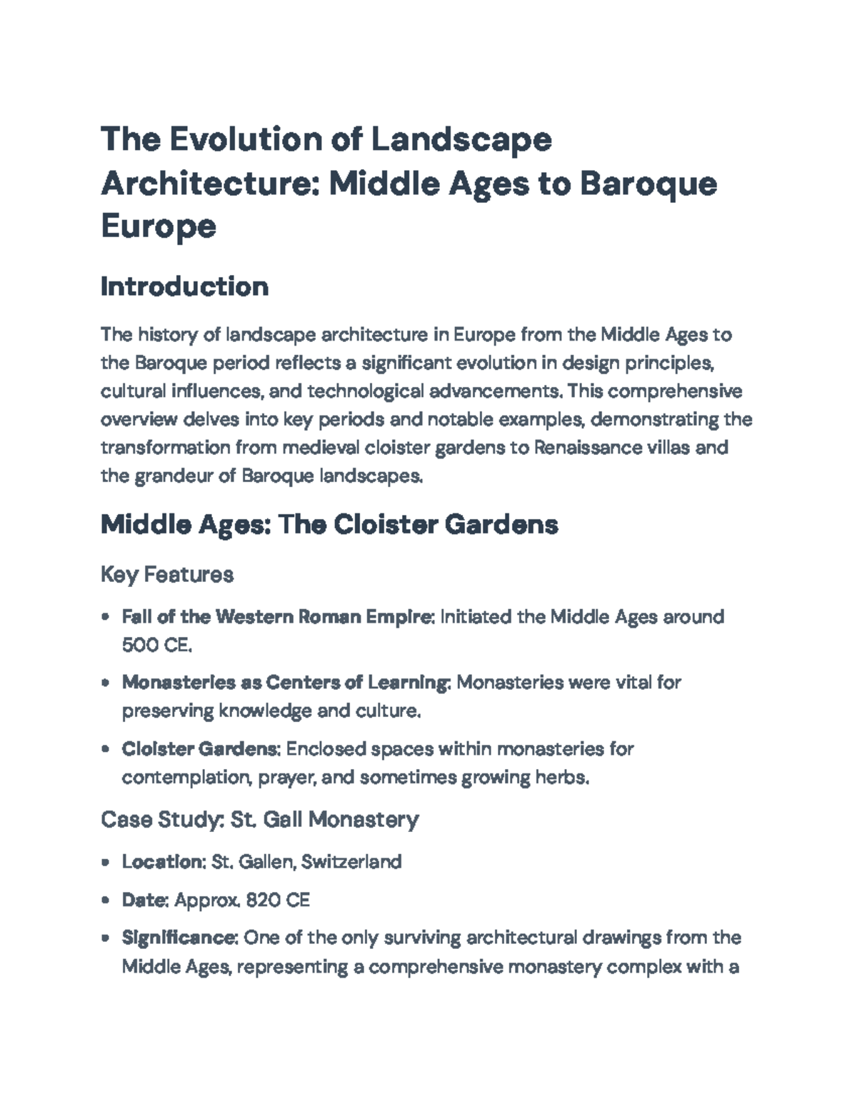 The Evolution of Landscape Architecture in Europe: Medieval to Baroque ...