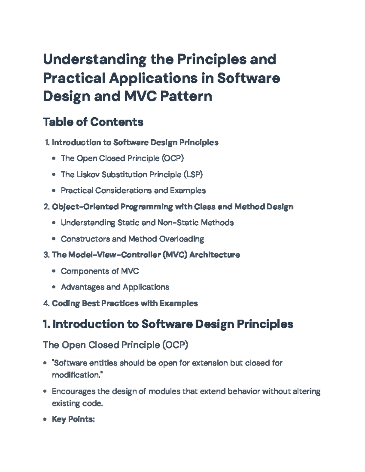 Principles and Best Practices in Software Design: MVC Architecture and ...