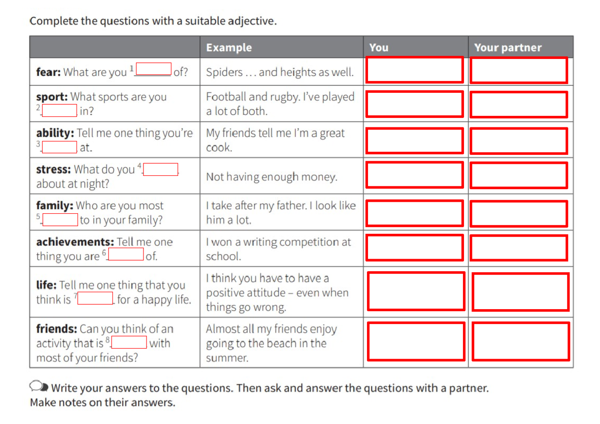 Worksheet 5 ADJ AND PREP - Complete the questions with a suitable ...
