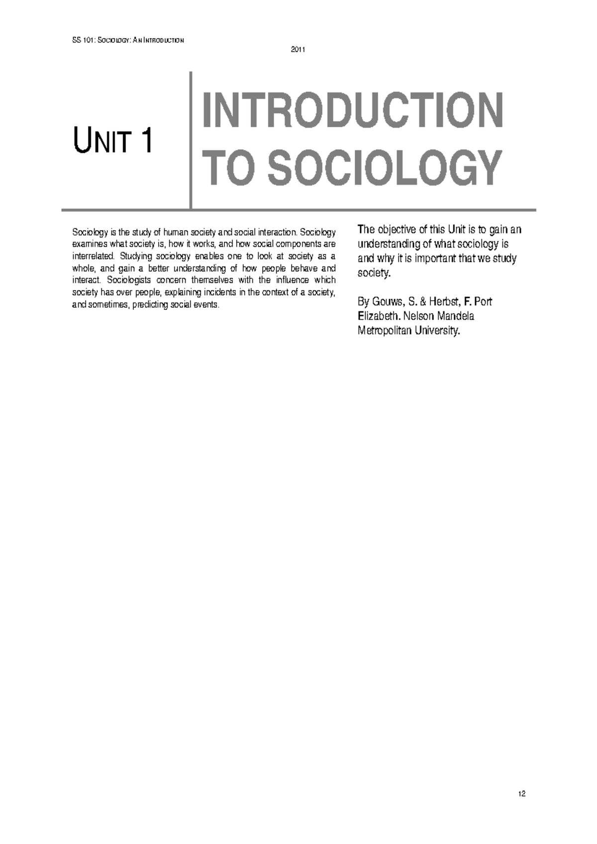 Sociology 101: Unit 1 Lecture Notes and Workbook Overview - Studocu