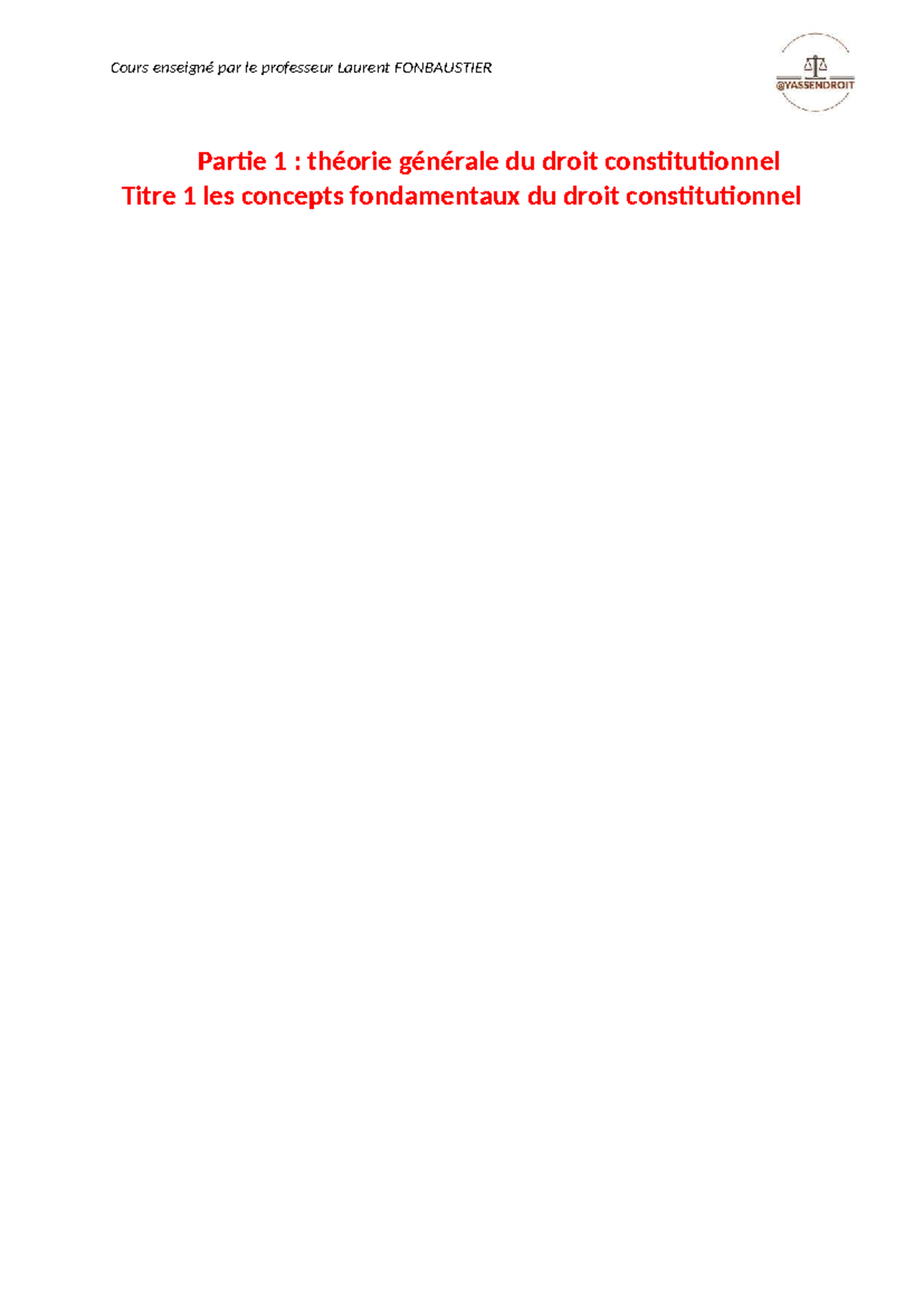 Droit Constitutionnel - Partie 1 : Concepts Fondamentaux et Histoire ...