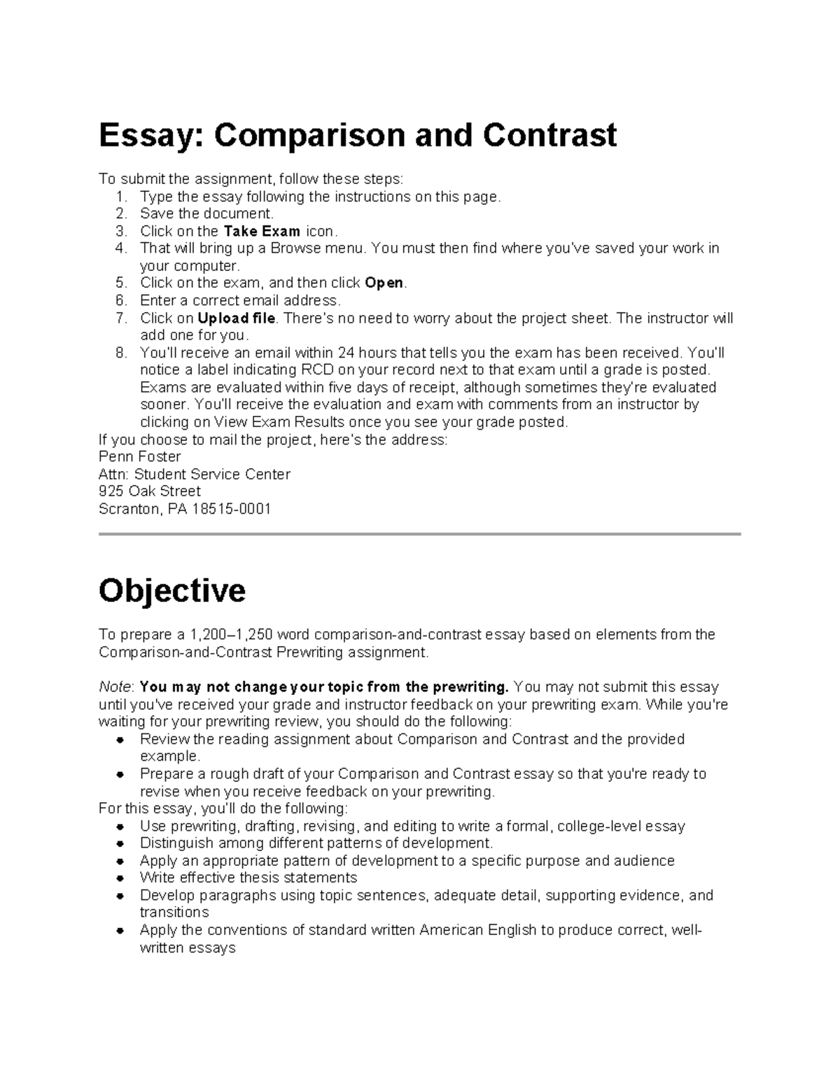 Core 1 Essay: Comparison and Contrast Assignment Guidelines - Studocu