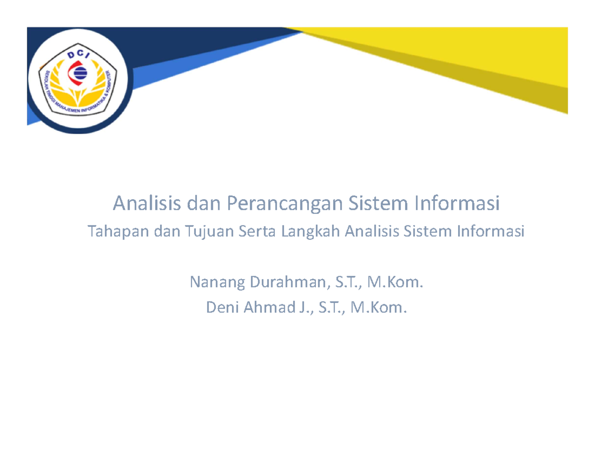 Pertemuan 1 - arsitektur pemrograman sistem informasi - Analisis dan ...