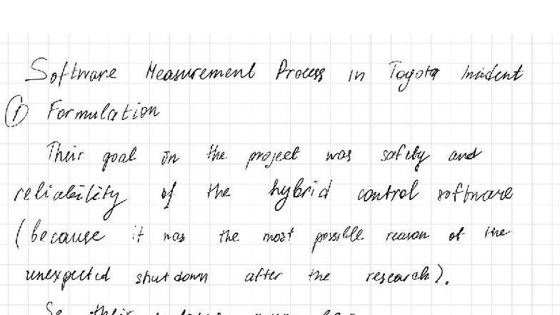 Exercise - CDS: Software Measurement Process in Toyota Incident ...