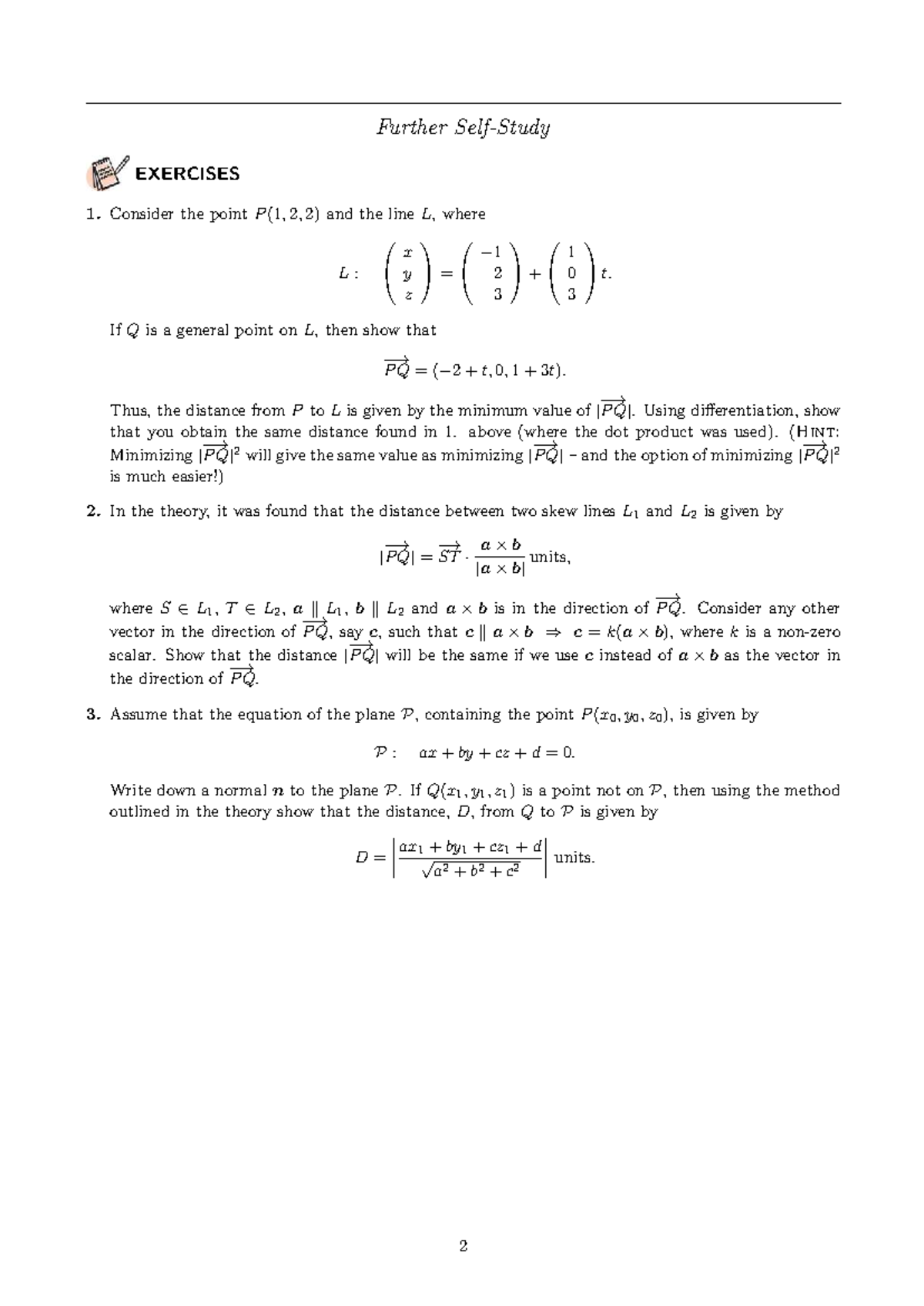M141 IL Distances Worksheet: Exercises on Distance Calculations - Studocu