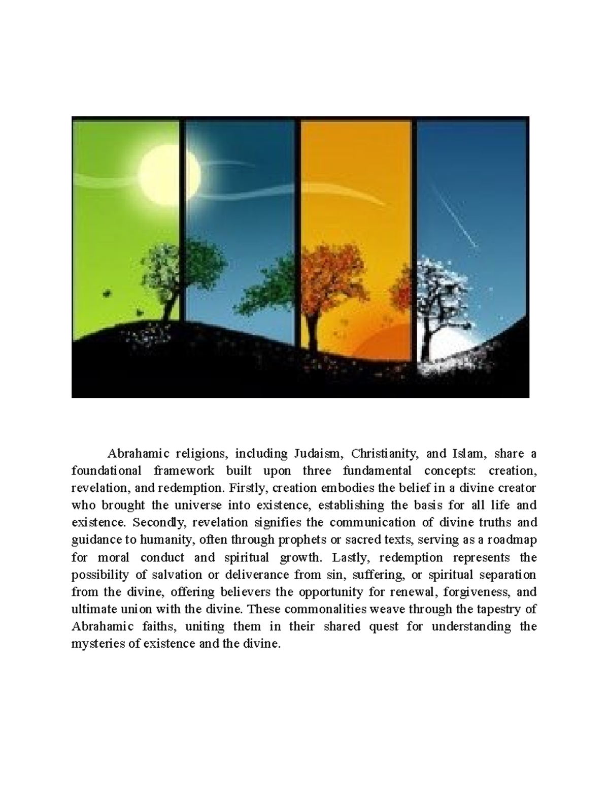 Abrahamic Religions: Creation, Revelation, and Redemption - FAFAFAFA ...