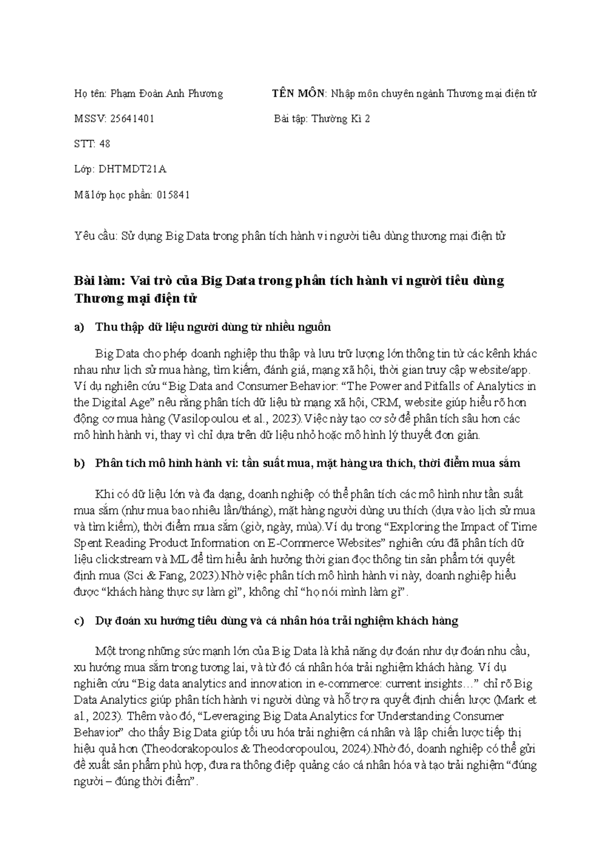 Bài Tập Thường Kỳ 2: Big Data trong Phân Tích Hành Vi Người Tiêu Dùng ...
