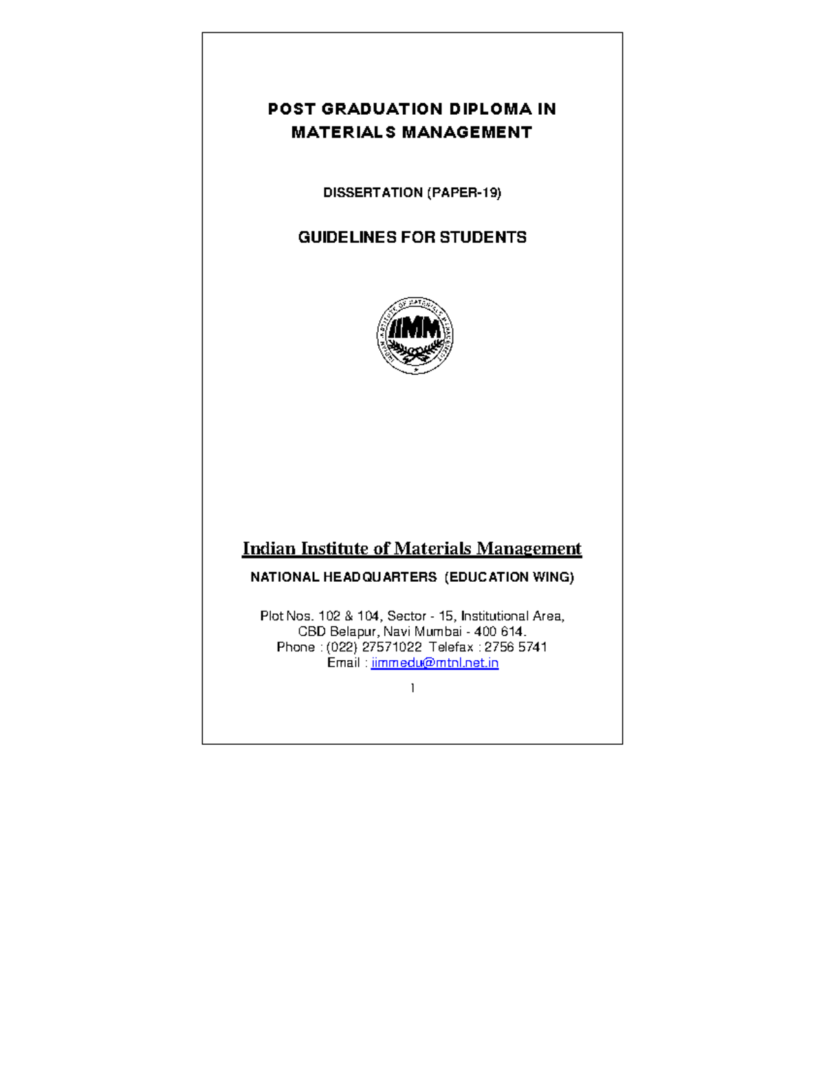 Dissertation-guidelines - POST GRADUATION DIPLOMA IN MATERIALS ...