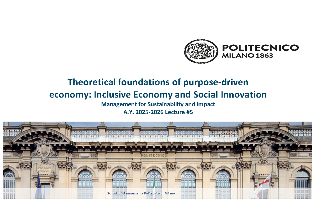 Inclusive Economy and Social Innovation: New Paradigms Lecture A.Y ...