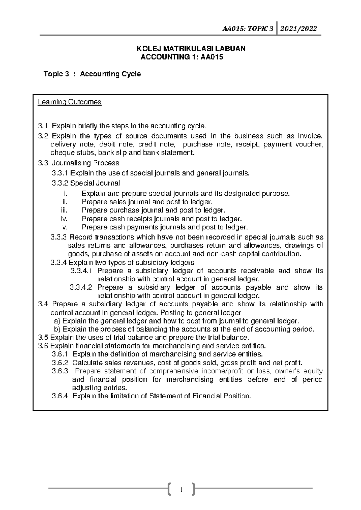 T3 Lecture Notes: Understanding the Accounting Cycle in AA - Studocu