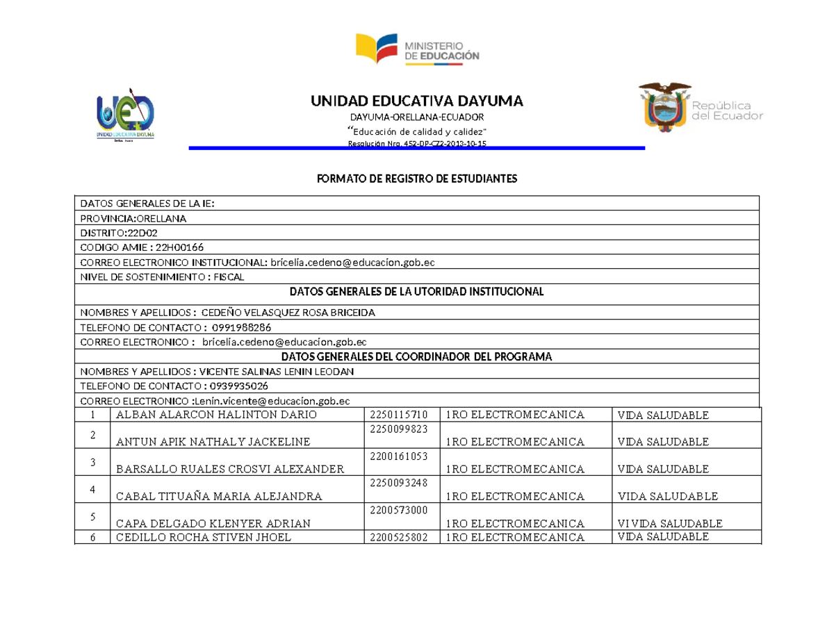 Anexo 3 Bachillerato Tecnico - UNIDAD EDUCATIVA DAYUMA DAYUMA-ORELLANA ...