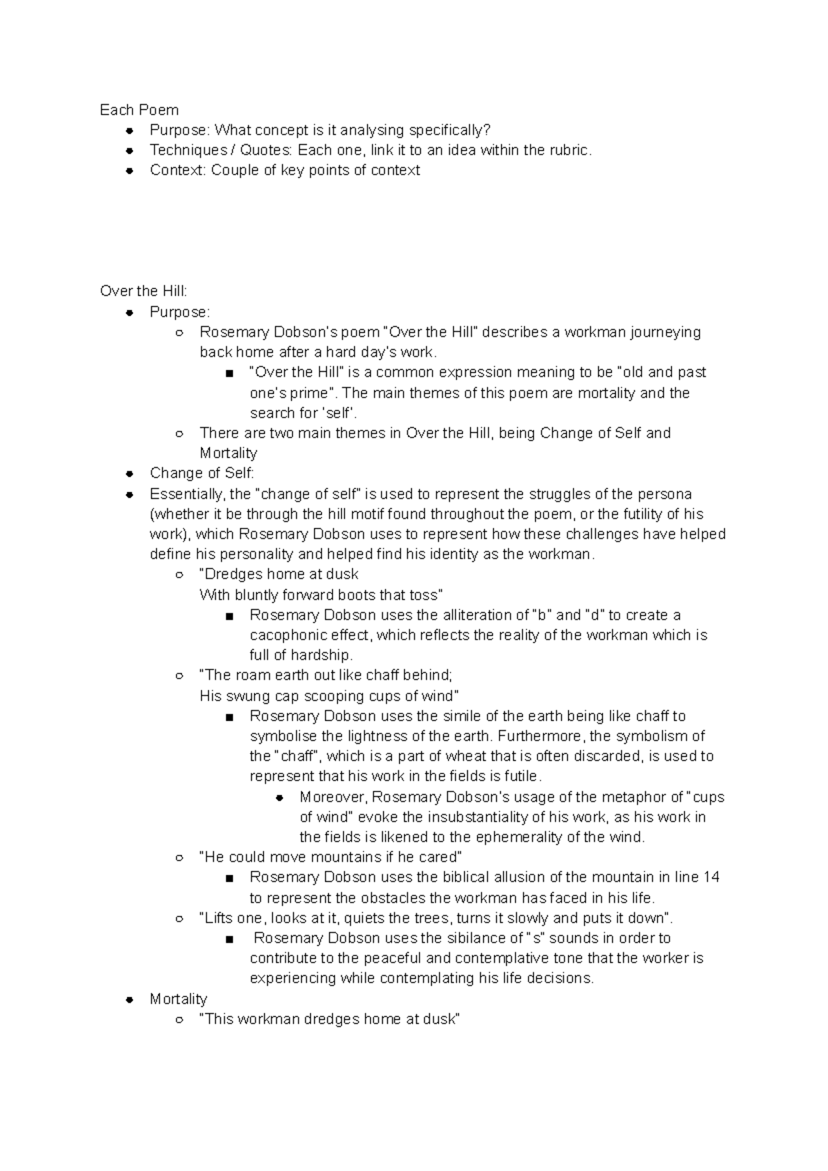 Analysis of Themes and Techniques in Rosemary Dobson's Poetry (ENG101 ...
