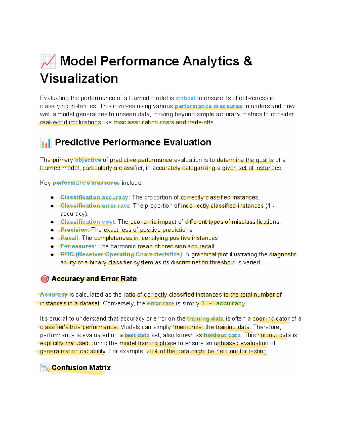 ITM 618 Final Exam Lecture Notes: Model Performance & Analytics - Studocu