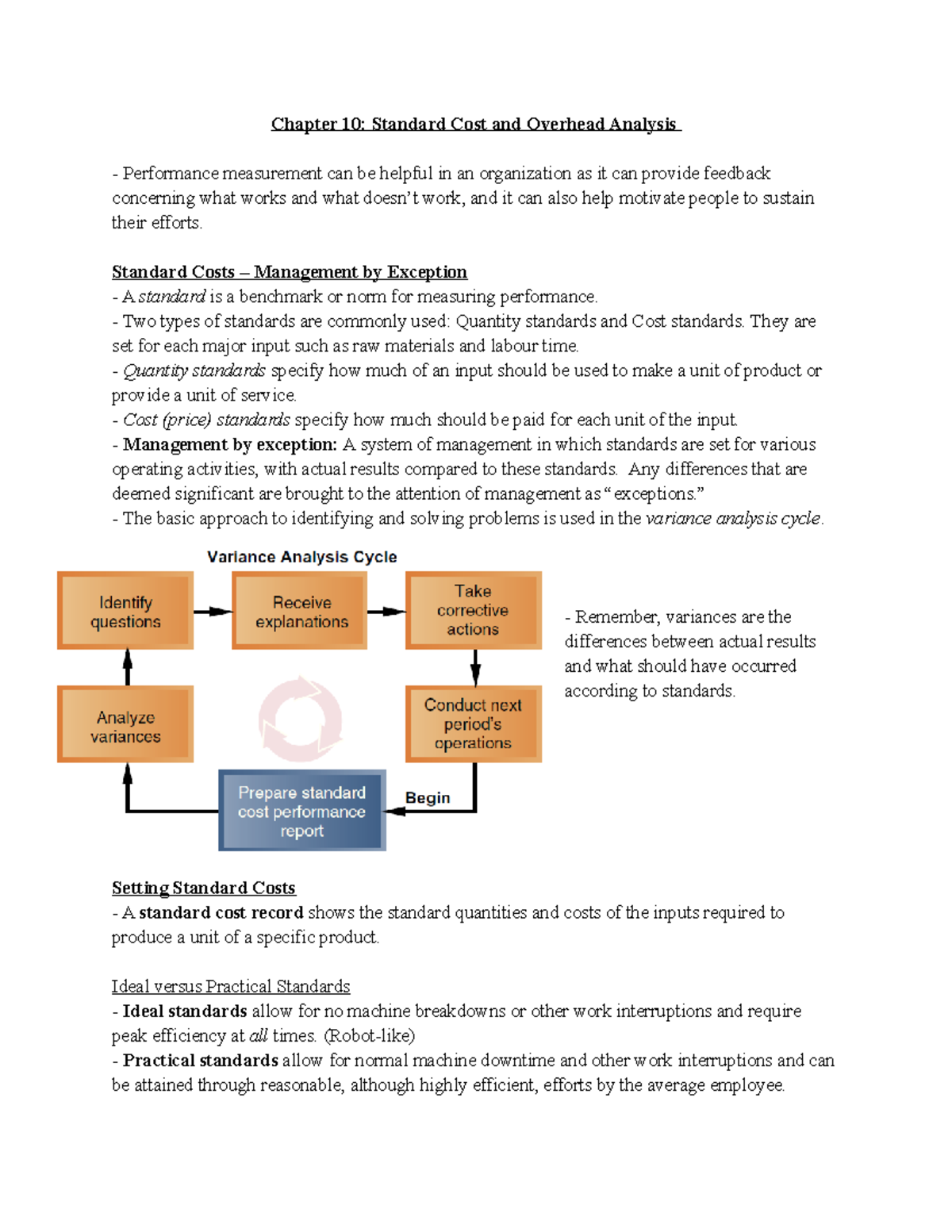 Adms 2510 chapter 10 notes - Chapter 10: Standard Cost and Overhead ...