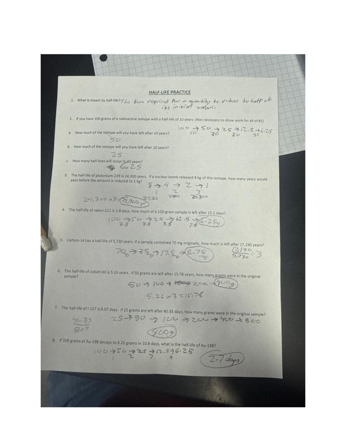 Radioactive Decay Practice Problems - Course Code: PRACTICE 1 - Studocu