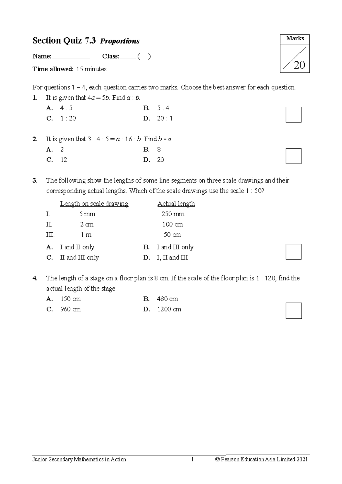 2B07 Section 3 Quiz E: Proportions and Ratios Practice - Studocu