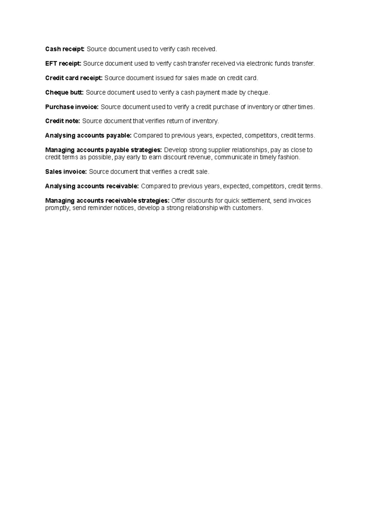 Chapter 4-6 Cheat Sheet: Cash & Accounts Management Overview - Studocu