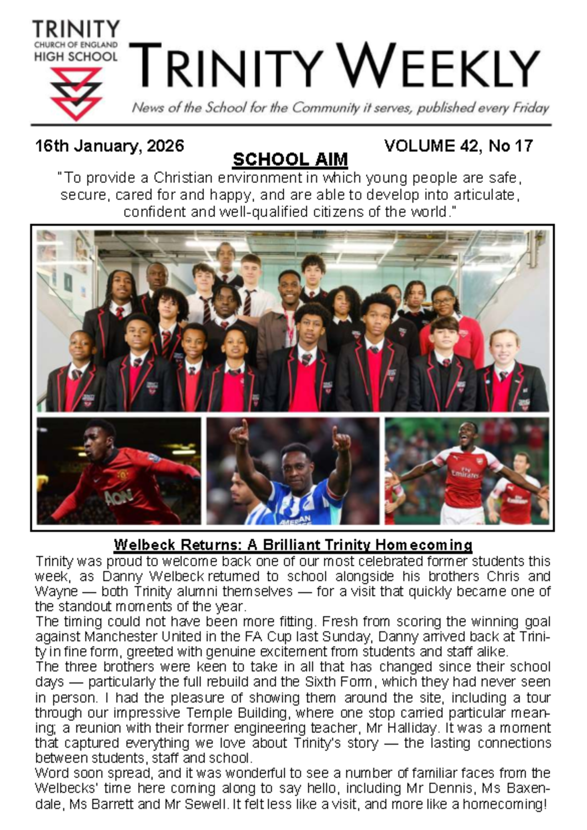 Trinity School News: Welbeck Homecoming & Engineering Project Update ...