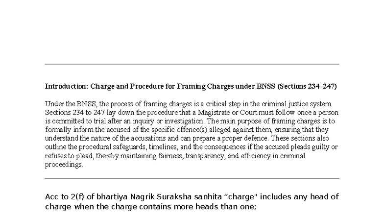 BNSS 2023: Charge Framing Procedures & Key Sections Explained - Studocu