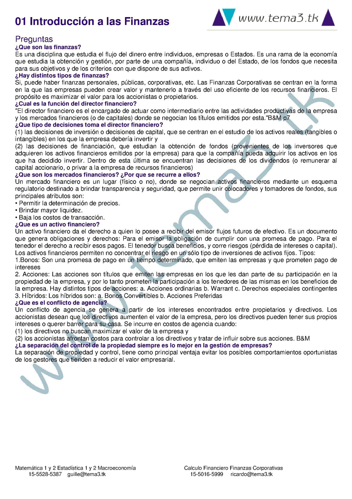 01 Introducción a las Finanzas A: Conceptos Clave y Funciones - Studocu