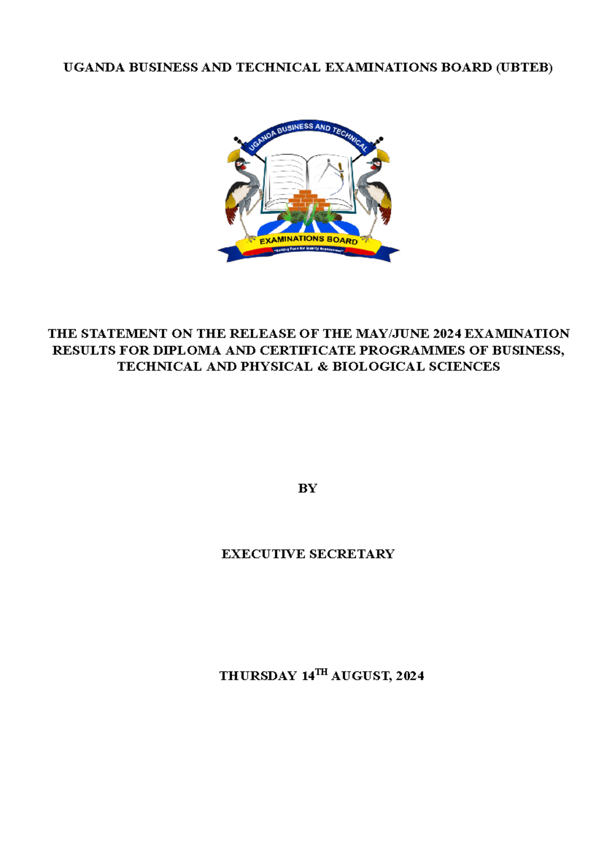 UBTEB 2024 Exam Results Release for Diploma & Certificate Programs ...