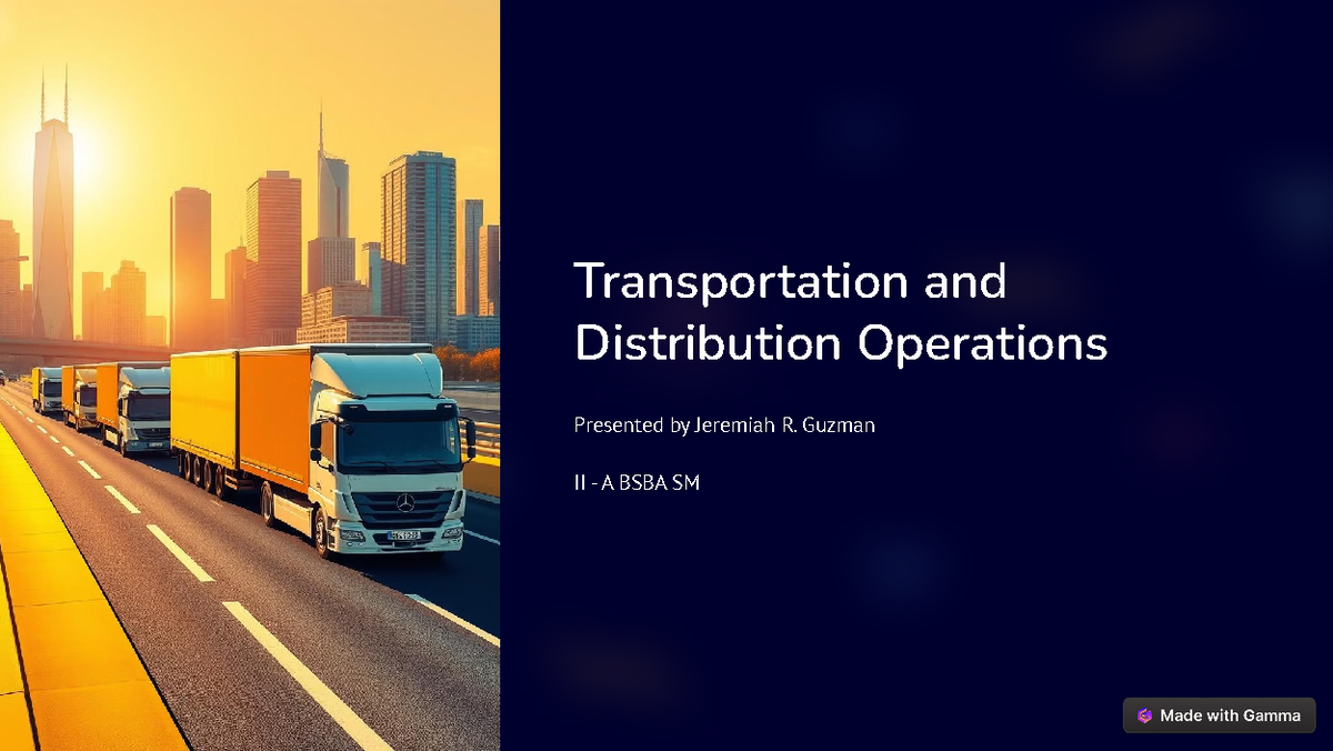 Transportation and Distribution Operations - Transportation and ...