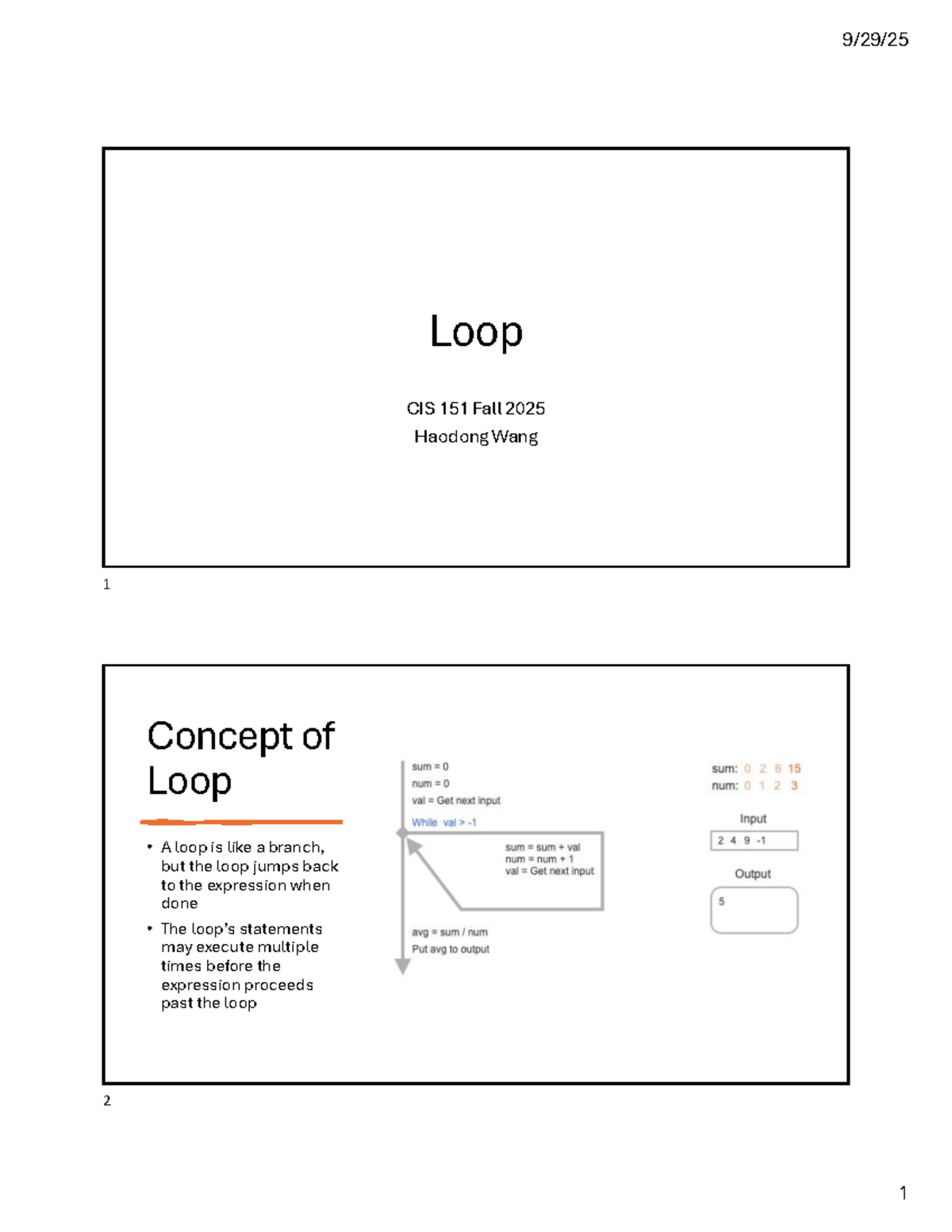 CIS 151 Fall 2025: Understanding Loops in Programming Concepts - Studocu