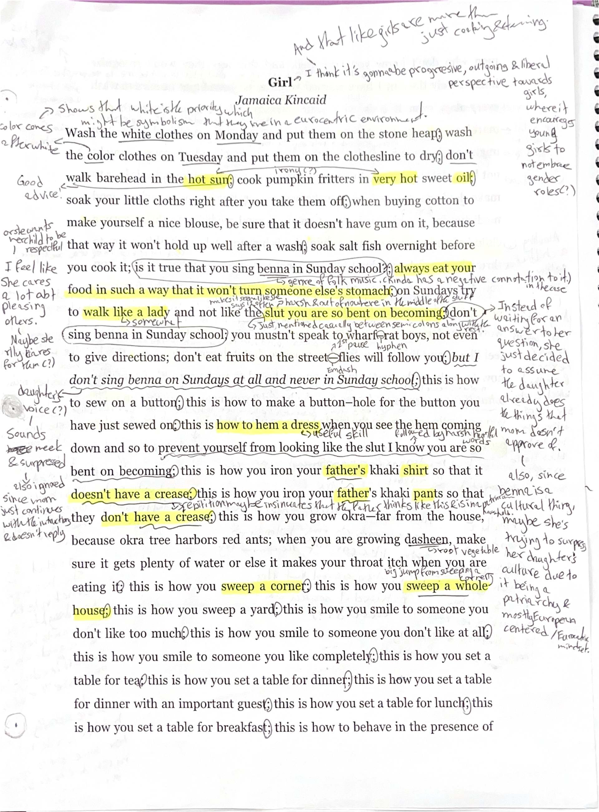 Jamaica Kincaid's "Girl": A Critical Analysis of Gender Roles and ...