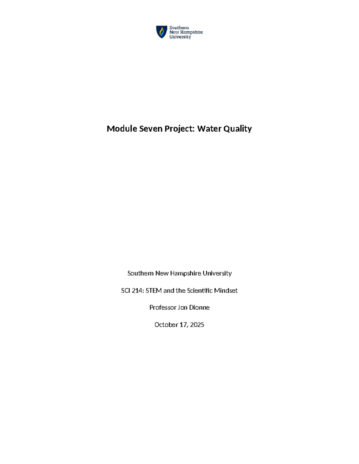 SCI 214: Module 7 Project on Water Quality and Equity Issues - Studocu