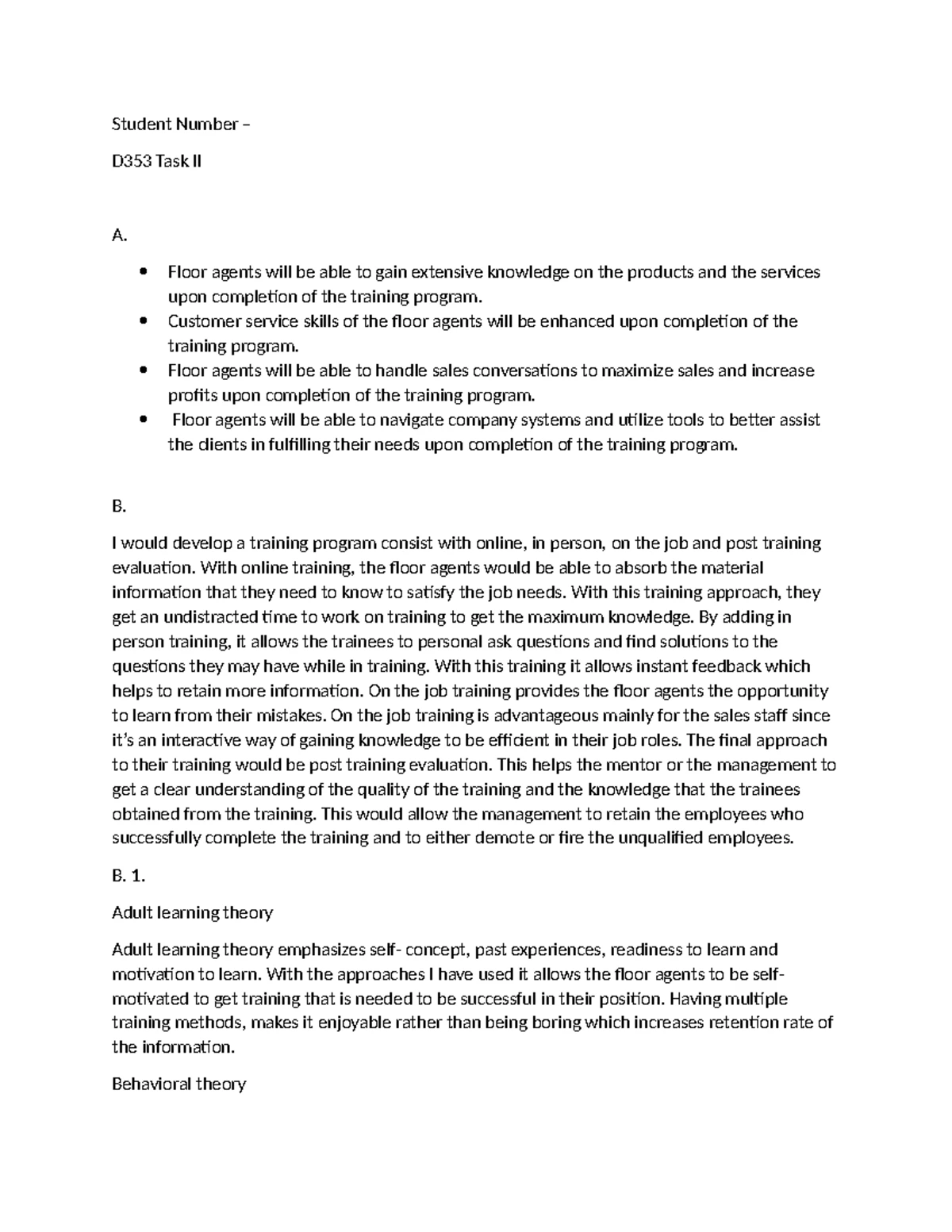 WGU D353 Strategic Development Task 3 - Training Program Overview - Studocu